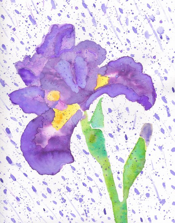 Iris Purple Rain Watercolor - Giggle Paint - Paintings & Prints ...