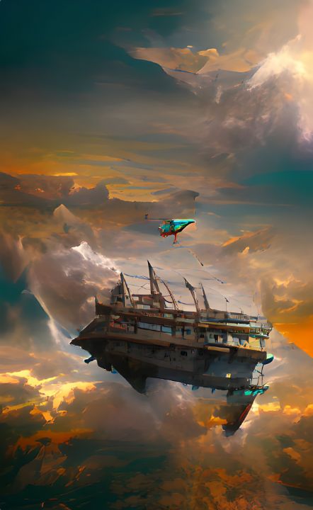 Flying Ship above the Cloud - Pappoi's Art - Digital Art & AI ...