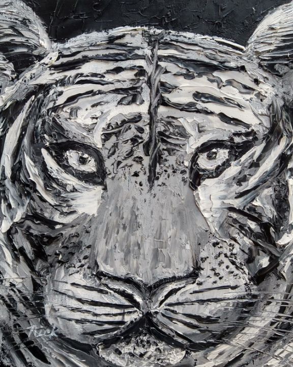 Monochromatic Tiger - Nick Lewis Art - Paintings & Prints, Animals ...