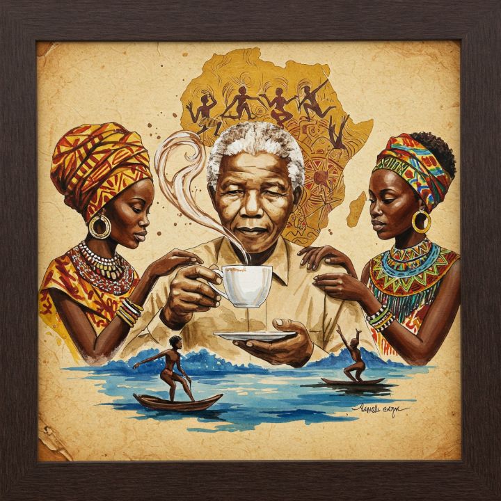 Nelson Mandela and African Café - Lanndscape and Flowers - Digital Art ...