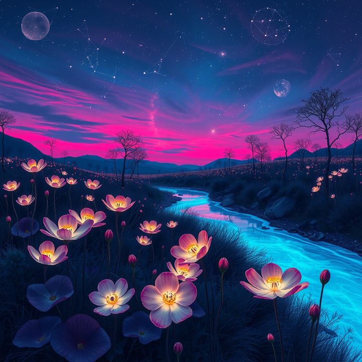 Dreamscape Abstraction - Lanndscape and Flowers, digital art prints ...