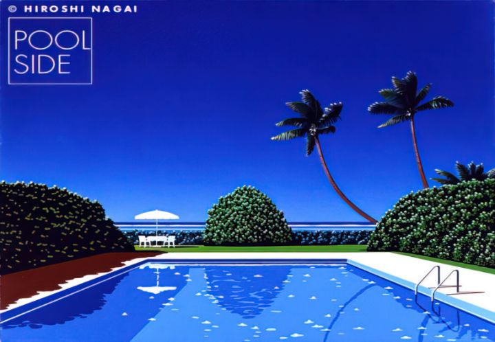 Pool Side - HIROSHI NAGAI - Paintings & Prints, Landscapes & Nature, Cityscapes, Parades - ArtPal
