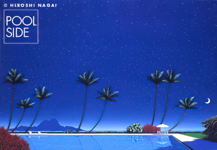 Pool Side - HIROSHI NAGAI - Paintings & Prints, Landscapes & Nature, Cityscapes, Parades - ArtPal