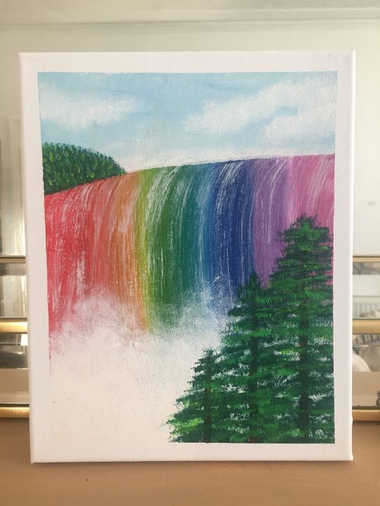 Simple Rainbow Waterfall - Victor West - Paintings & Prints, Landscapes ...