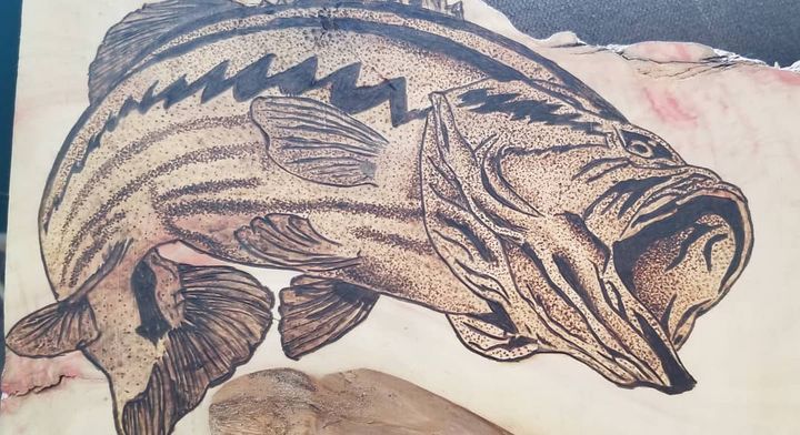 Bass fish sign - Atlas Pyrography - Crafts & Other Art, Other Crafts ...