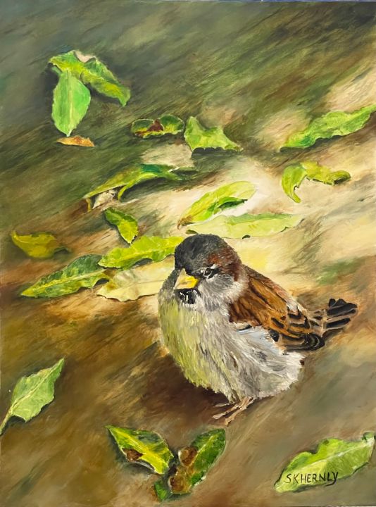 “Sparrow Arrives for Breakfast” - Sharon Hernly Artist - Paintings ...