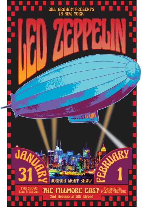 Led Zeppelin Fillmore East 1969 - ByrdMan Studios Poster Gallery ...