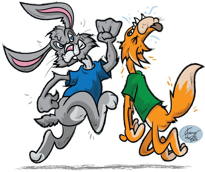 Rabbit and Fox Battle - Johnny Praize - Drawings & Illustration ...