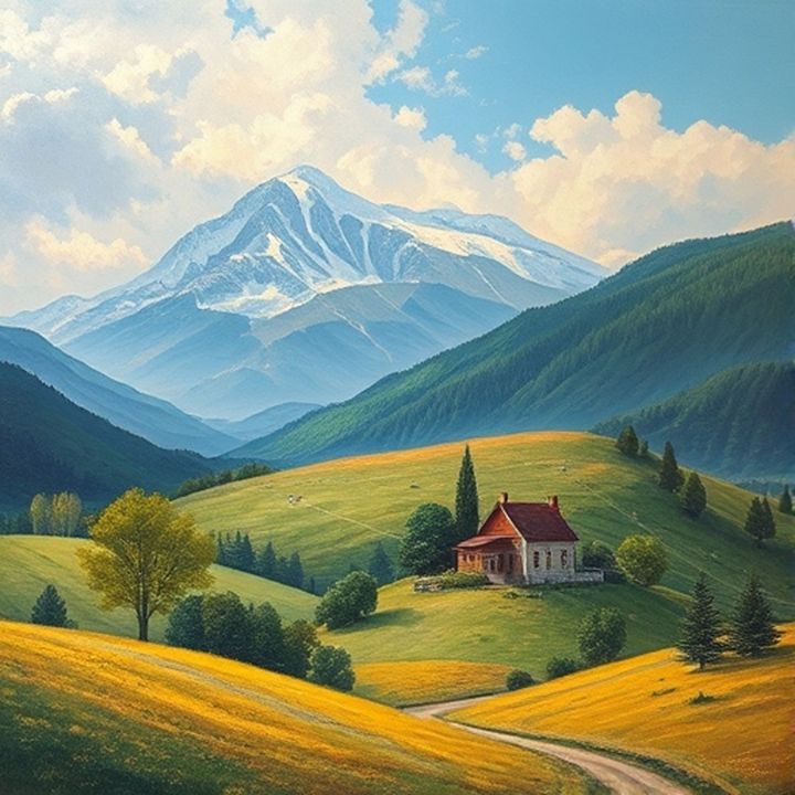 A landscape with village - Colonial tech - Paintings & Prints ...