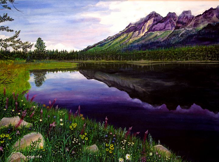 Summer Mountain Landscape - P.E.N. Originals - Paintings & Prints ...