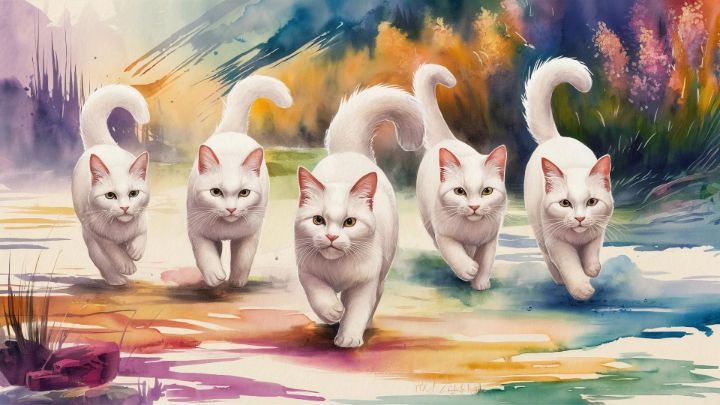 Graceful Koi Cats" - Blue cloud - Digital Art & AI, Animals, Birds ...