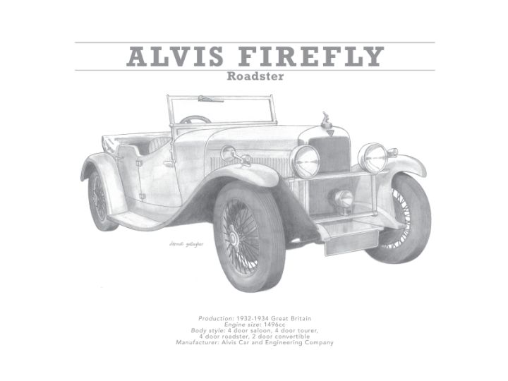 Alvis Firefly Roadster Pencil - Classic Car Art Drawings - Drawings ...