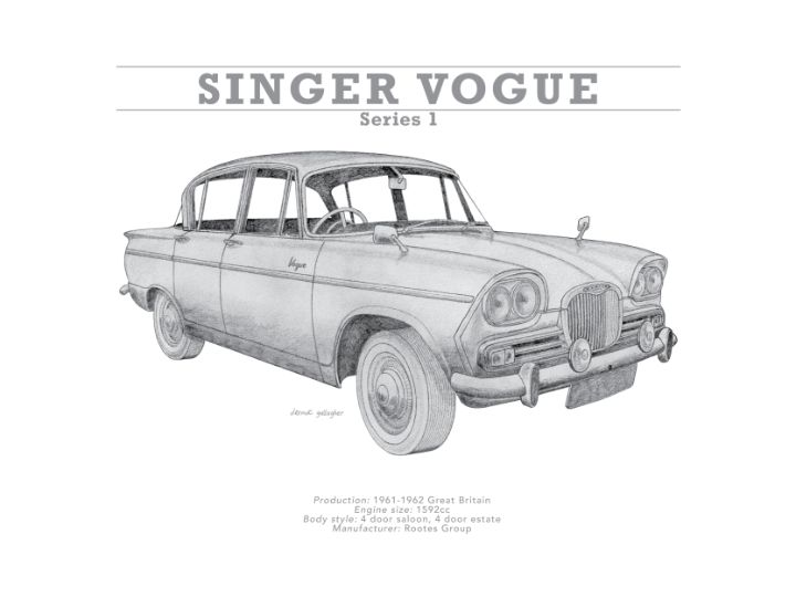 Singer Vogue Series 1 Pencil - Classic Car Art Drawings - Drawings ...