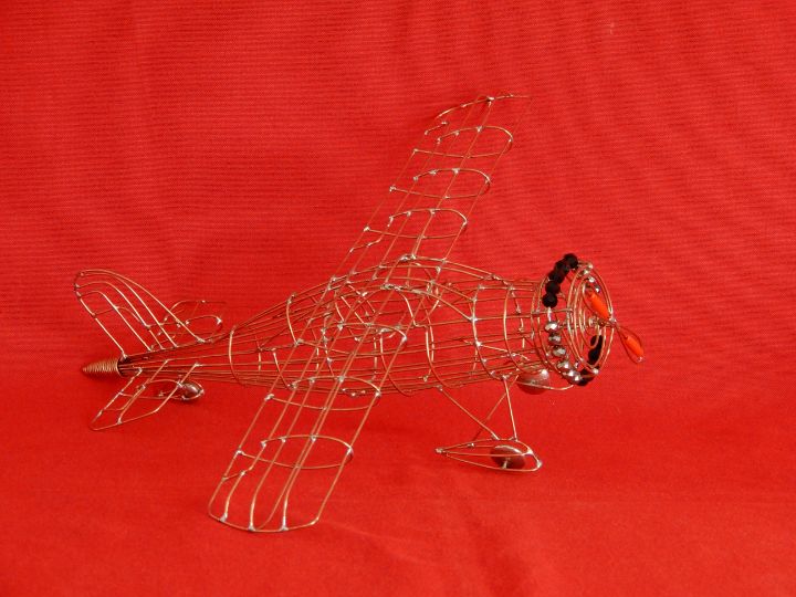Amelia Earthart plane copper artwork - Copper wire artwork - Sculptures ...