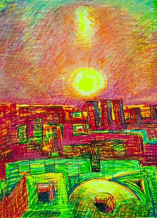 Kyiv Sunset - Expressionism - Paintings & Prints, Landscapes & Nature ...