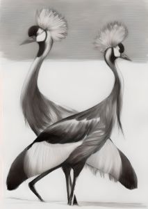 Regal Majesty: Crowned Crane Wall Ar - Artjoy - Digital Art, Abstract ...