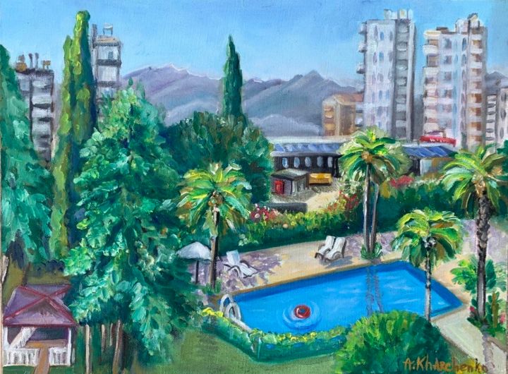 The view from the balcony, Antalya - Anastasiya Kharchenko - Paintings ...
