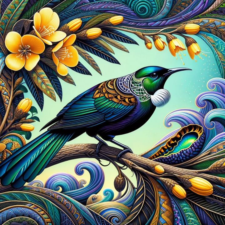 Vibrant Resonance: Tui's Paradise - Domz Waimotu Art - Digital Art & AI ...