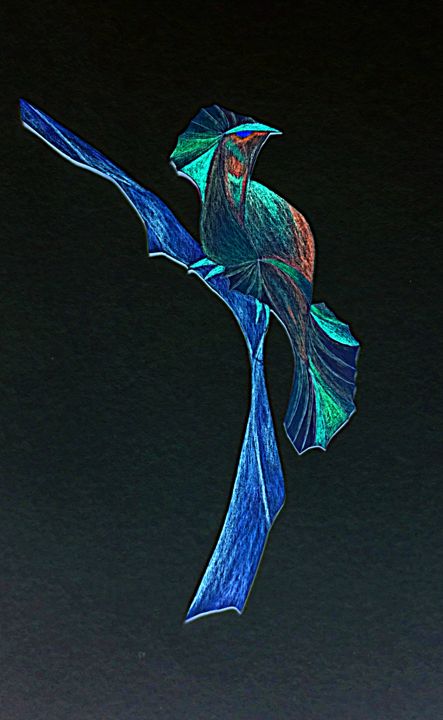 night bird on branch - Artsiesfm - Drawings & Illustration, Animals ...