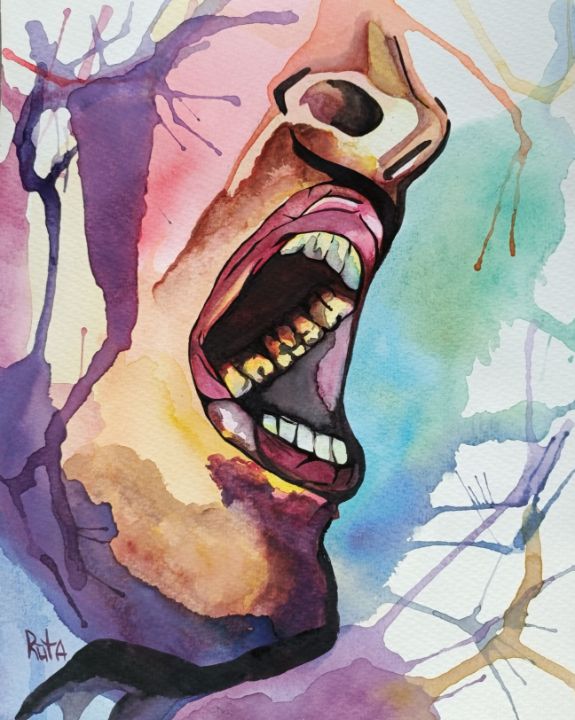 SOS #1 - Ruta Norkute - Paintings & Prints, People & Figures, Portraits, Male - ArtPal