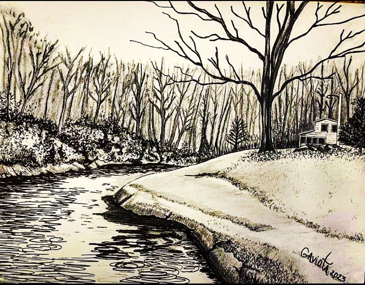 House by the river - Gaviota - Drawings & Illustration, Landscapes ...