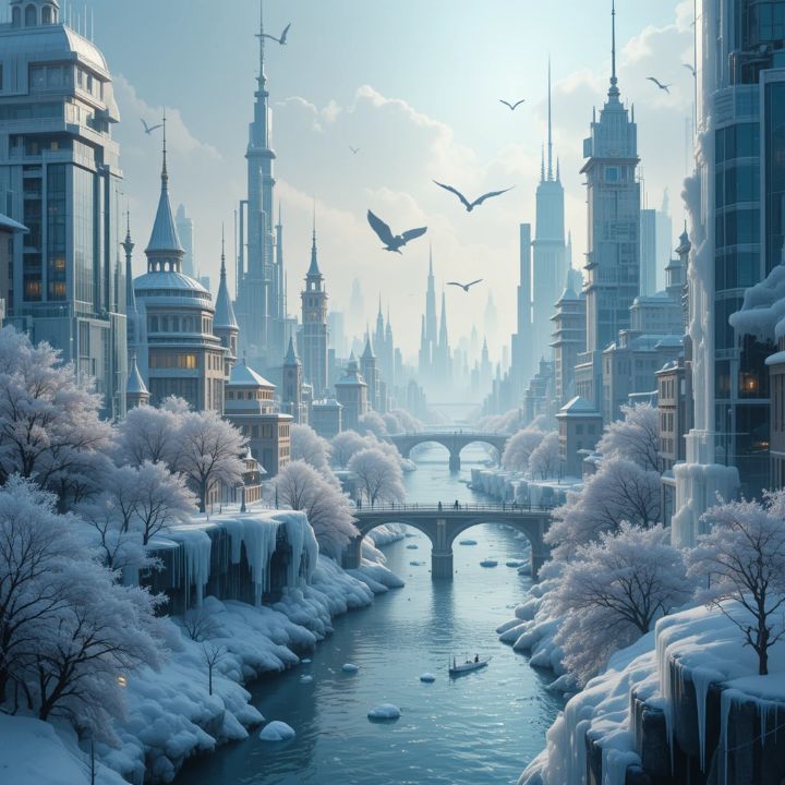 Icy City Scene - Loyalink - Digital Art & AI, Landscapes & Nature ...