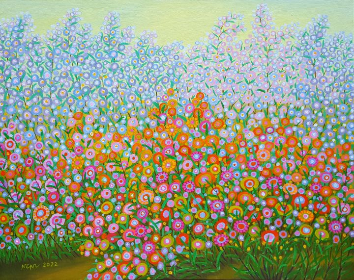 Flower garden Painting - Vietnamese artist Nguyen - Paintings & Prints ...