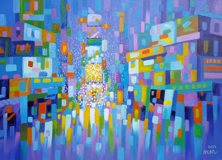 Festival Square Painting - Vietnamese artist Nguyen - Paintings ...