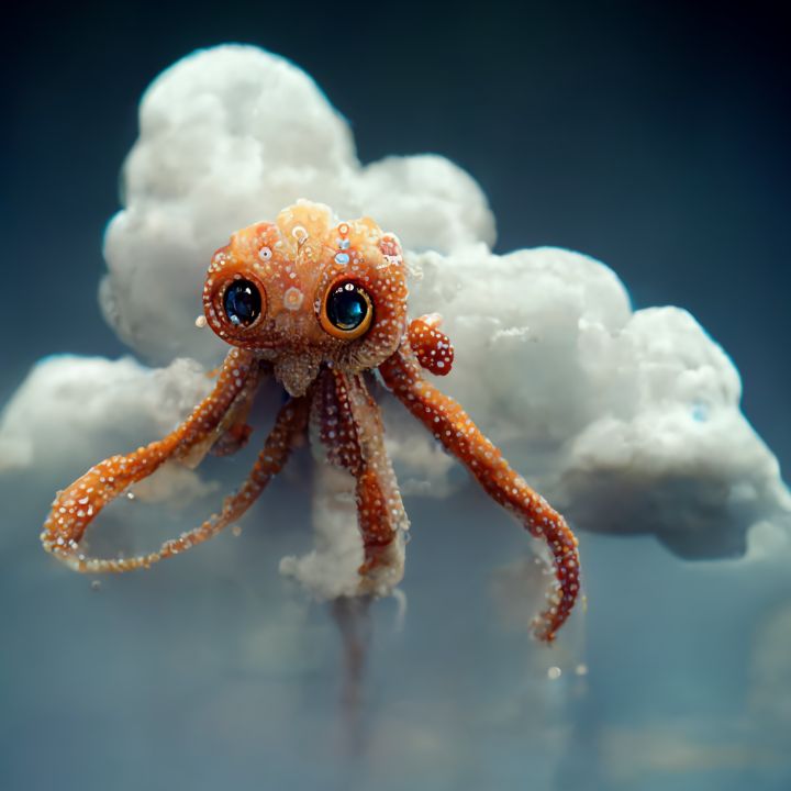 Cute Cloud Octopus - PencilMover - Digital Art & AI, Animals, Birds ...