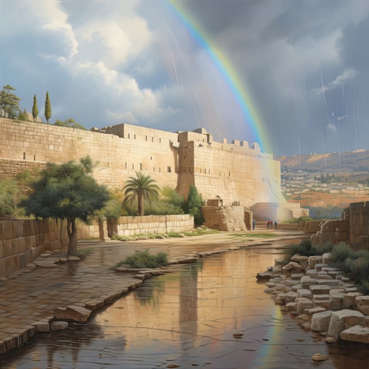 Rainbow over Jerusalem - Israel AI Art - Digital Art & AI, Places ...