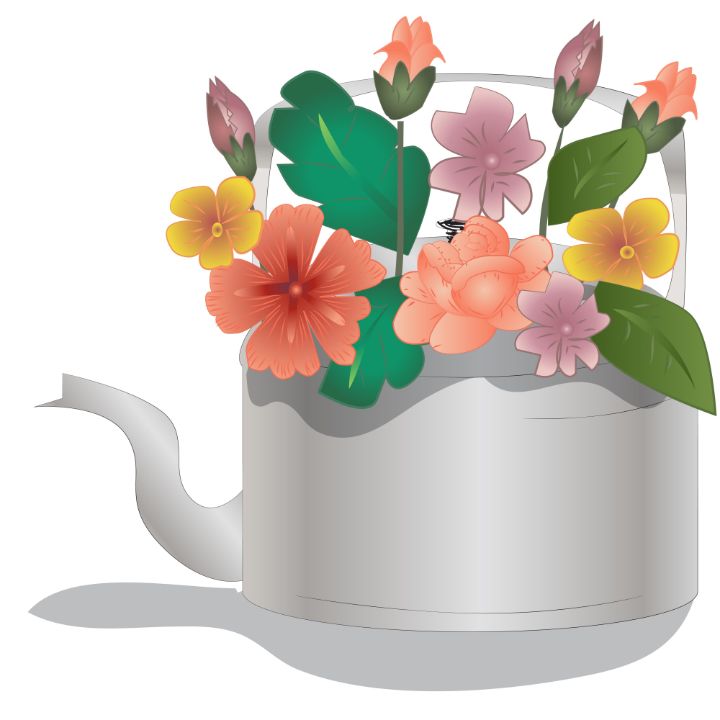 Flowers in a Tea Pot Illustration - Karya Langit - Drawings ...