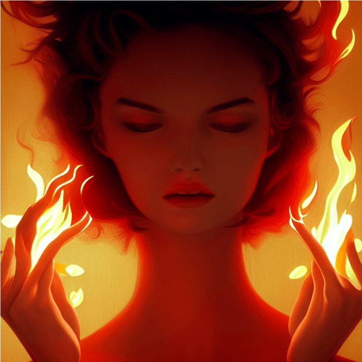 Beautiful Girl in Flame - Karya Langit - Digital Art & AI, Fantasy ...