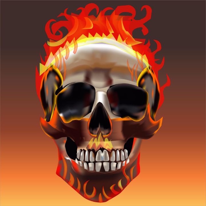 Skull In Flame Illustration - Karya Langit - Digital Art, Fantasy ...