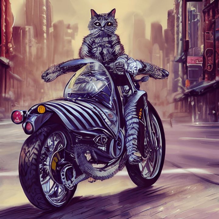 Cat Rider Illustration - Karya Langit - Digital Art & AI, Sports ...