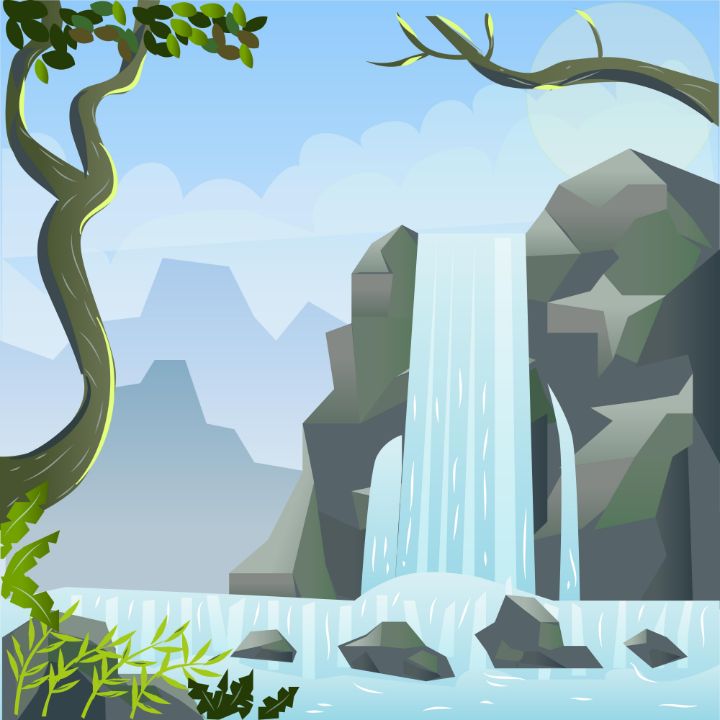 Waterfall View Illustration - Karya Langit - Drawings & Illustration ...