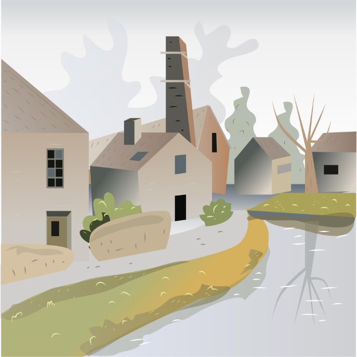 Village View Illustration - Karya Langit - Drawings & Illustration ...