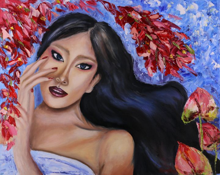 Woman Painting Original Oil Painting - Helen Berk artwork - Paintings ...