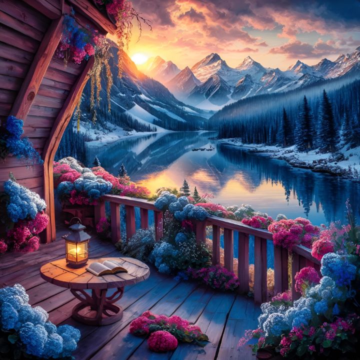 Sunset Serenity: A Tranquil Mountain - Expressions - Digital Art & AI ...