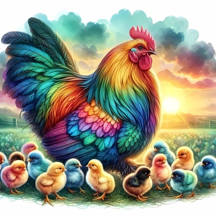 Rainbow Rooster and Colorful Crew - Art Angle - Digital Art & AI ...