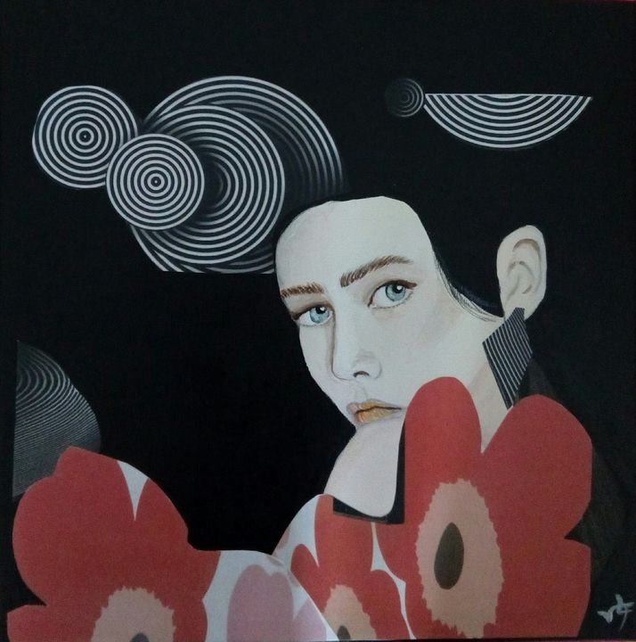 Red flowers - Lanna Contemporary - Paintings & Prints, People & Figures ...