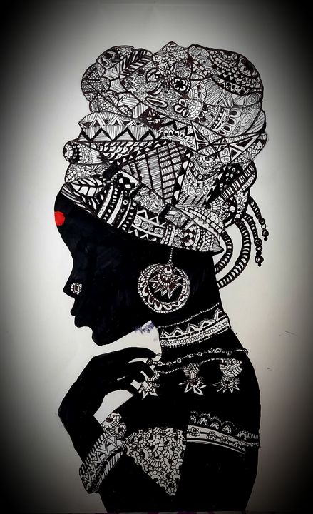 AFRICAN GIRL ZENTANGLE PICTURE. - AADITYA'S CREATIVITY - Paintings ...