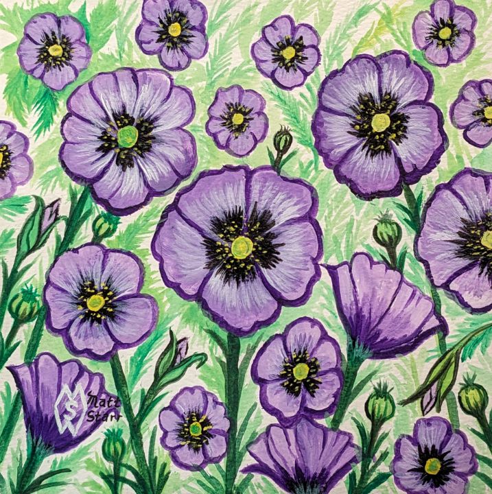 Purple poppies in remembrance - Matt Starr Fine Art - Paintings & Prints, Flowers, Plants ...