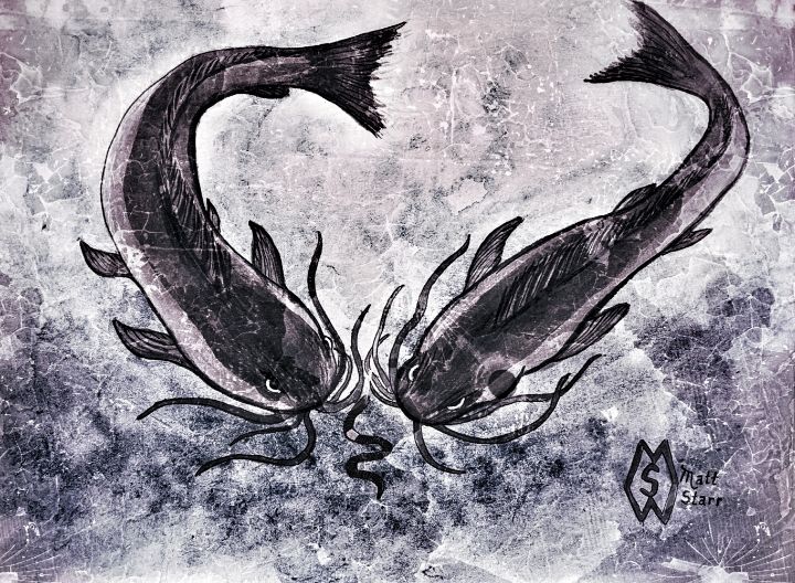 Catfish fishing in grunge - Matt Starr Fine Art - Paintings & Prints ...