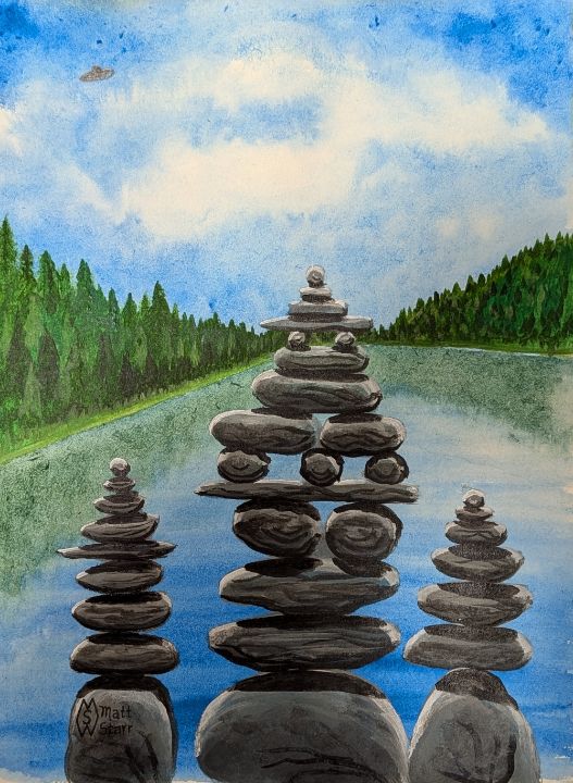 Visitors at the rock cairns - Matt Starr Fine Art - Paintings & Prints, Landscapes & Nature ...