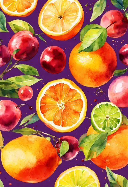 watercolor of fruit pattern - Soulfulpallete - Digital Art, Food ...