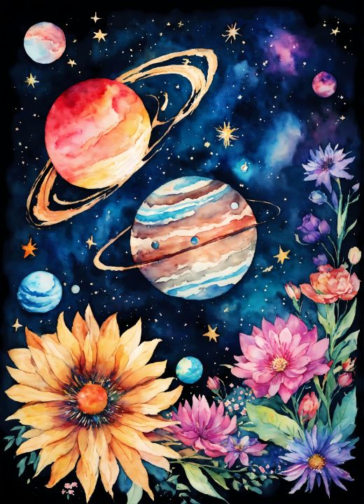 flower cosmic space - Soulfulpallete - Paintings & Prints, Science ...