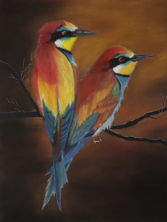 BEE EATER PAIR - DREAMZ-ART - Drawings & Illustration, Animals, Birds ...