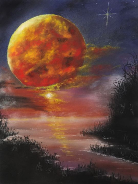 BLOOD MOON RAISING - DREAMZ-ART - Drawings & Illustration, Landscapes ...
