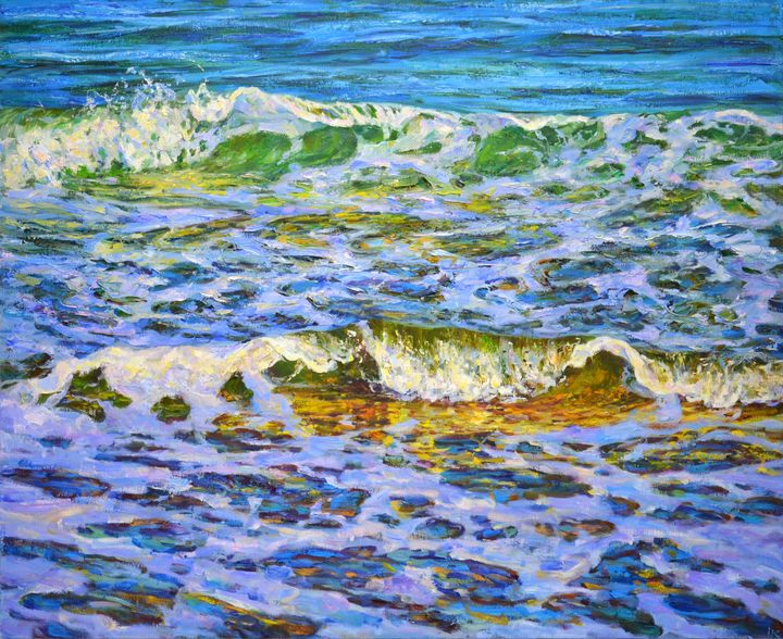 The waves - Arts Bank - Paintings & Prints, Landscapes & Nature, Beach ...