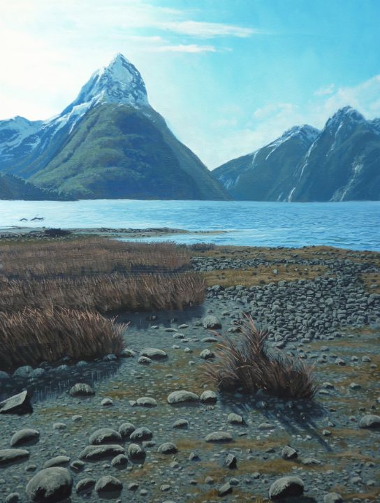 Morning Light Milford Sound - Hugh Walker Australian Artist - Paintings ...